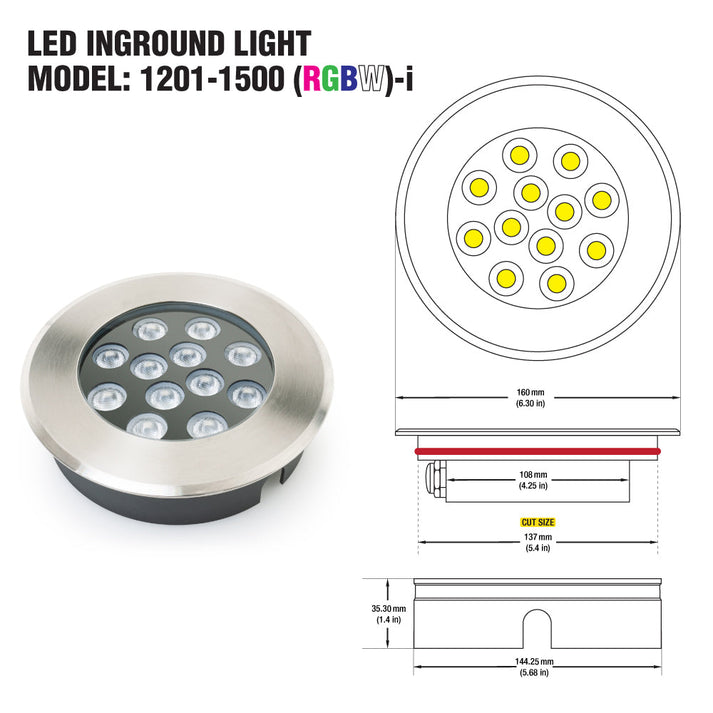 Outdoor Round Shallow Recessed RGBW Inground light 24V 15W – GekPower