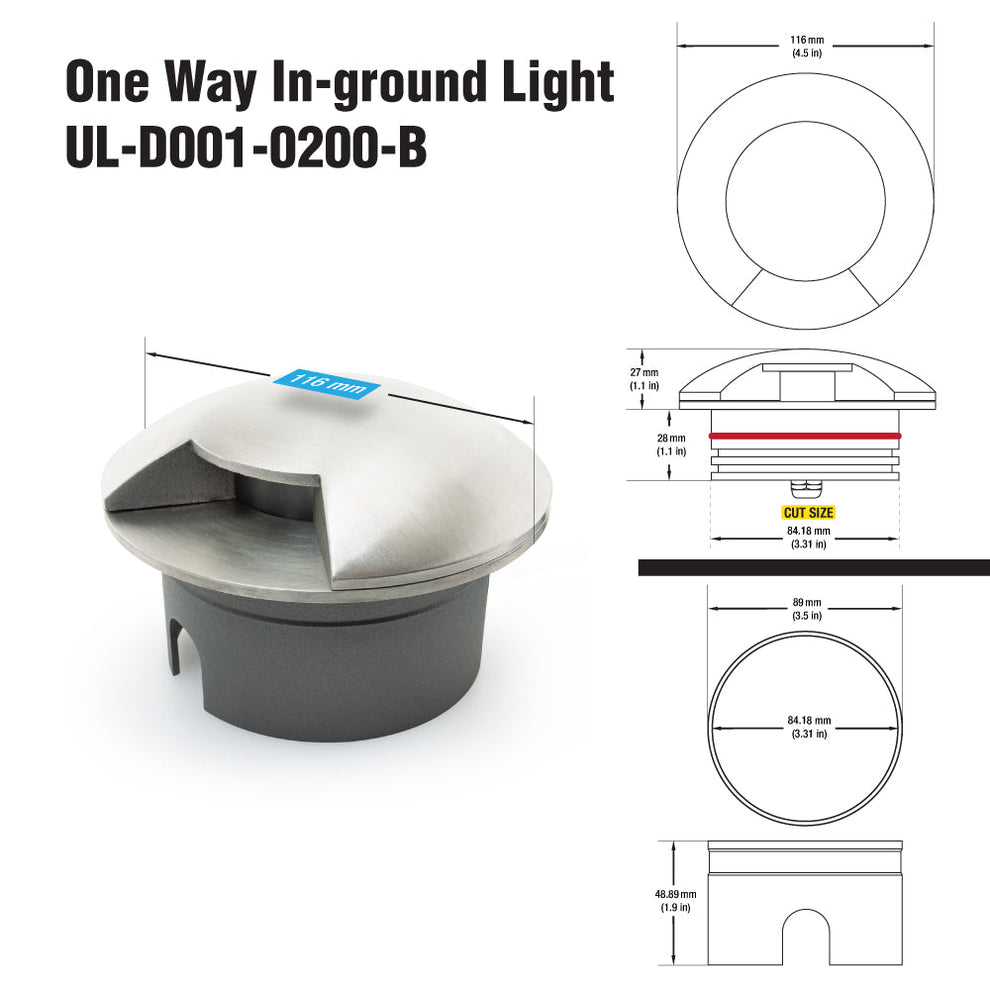 One way Outdoor Round Recessed Inground light 24V 2W 3000K – GekPower