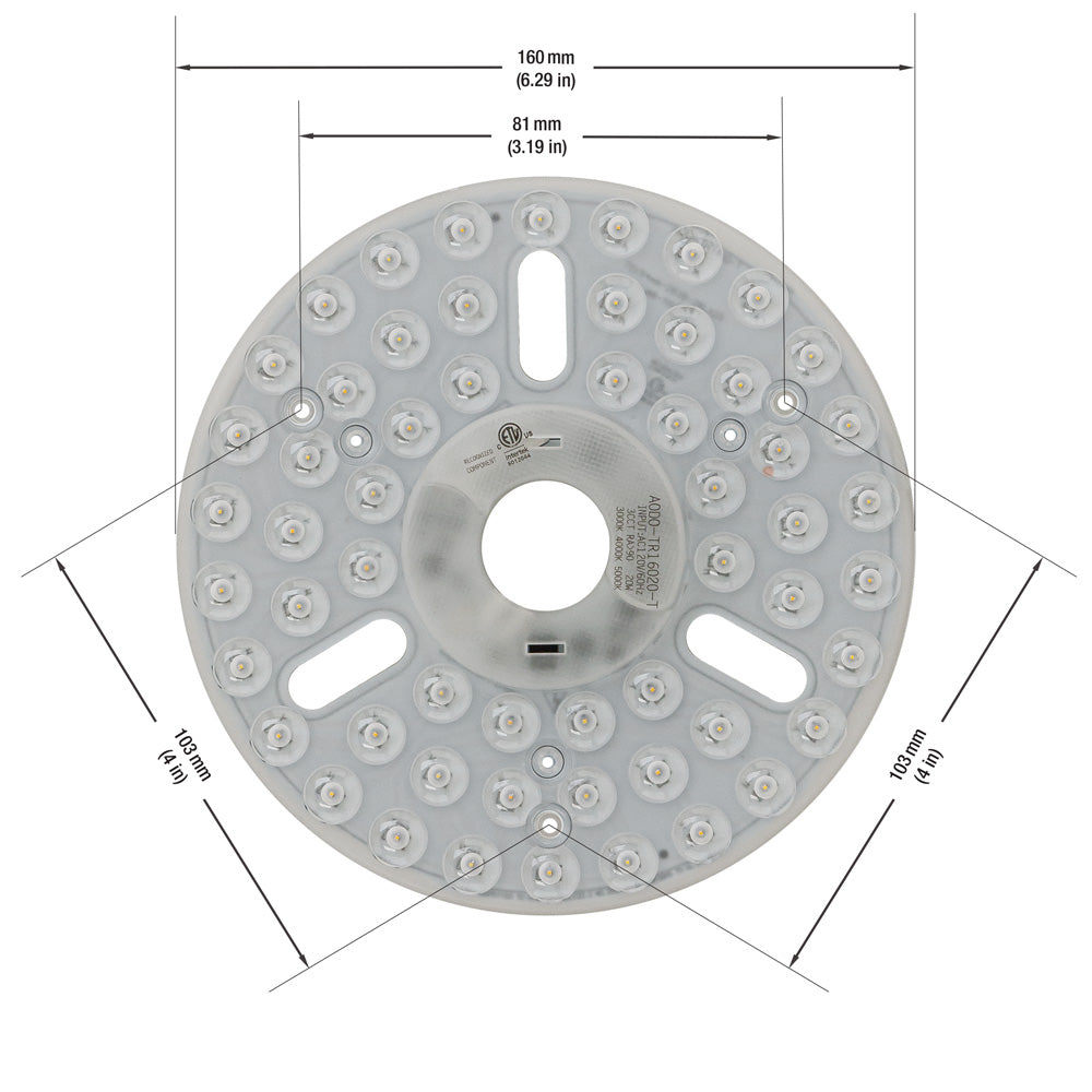 6.3 inch Round Disc LED Module TR16020-T, 120V 20W 3CCT(3K, 4K, 5K)