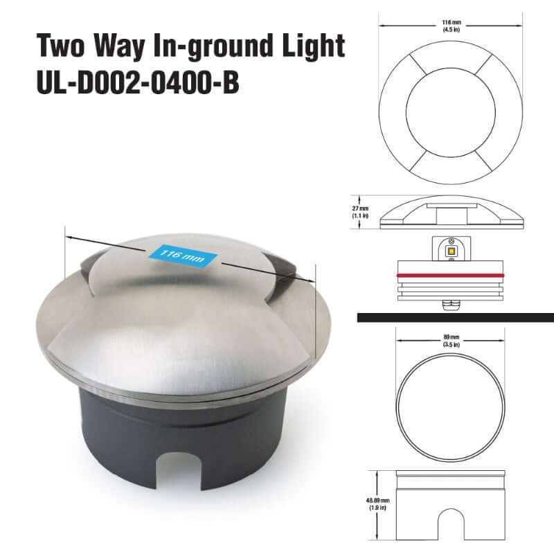 4.5 inch Round Recessed two way Inground light 24V 4W – GekPower