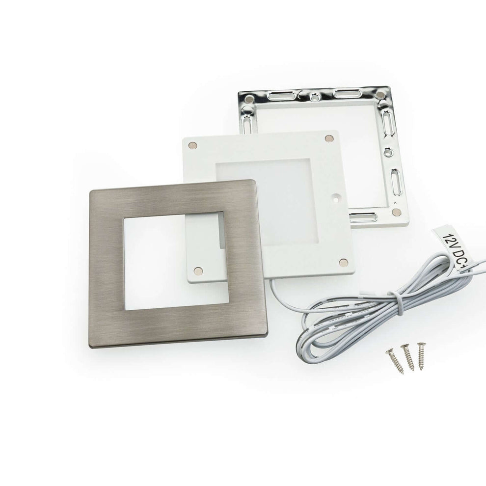 Brushed Nickel Square Cabinet Lights 12V 2.2W 3000K – GekPower